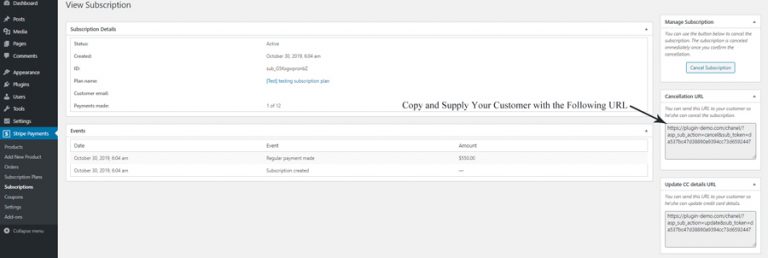 Canceling a Stripe Subscription - Payments Plugin for Stripe